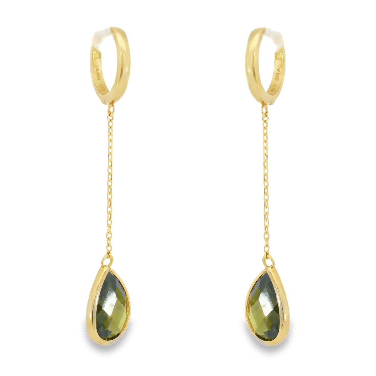 Златни висящи обици със султанит - GOLD ADDICTED